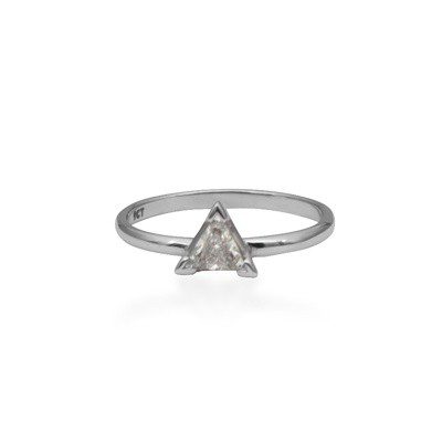 Prins and Prins | 9ct white gold stack ring set with one Trilliant cut ...