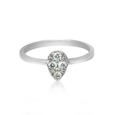 Pear Shape Fanciful Illusion Ring in White Gold set with natural diamonds